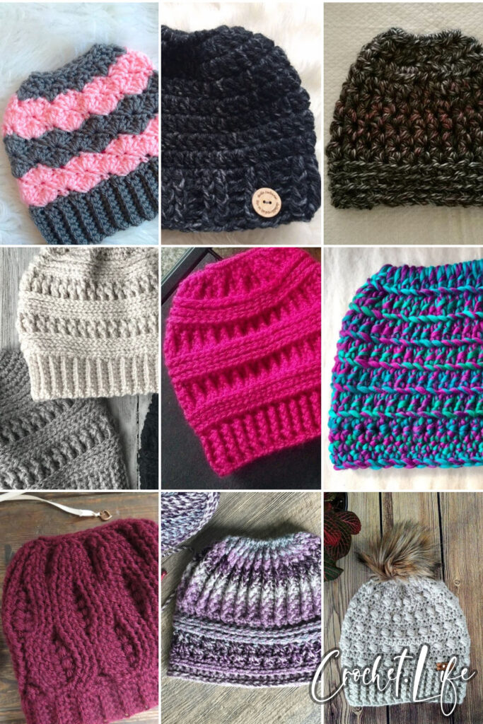 26 of The Best Beautiful Messy Bun Hat Crochet Patterns - Crochet Life