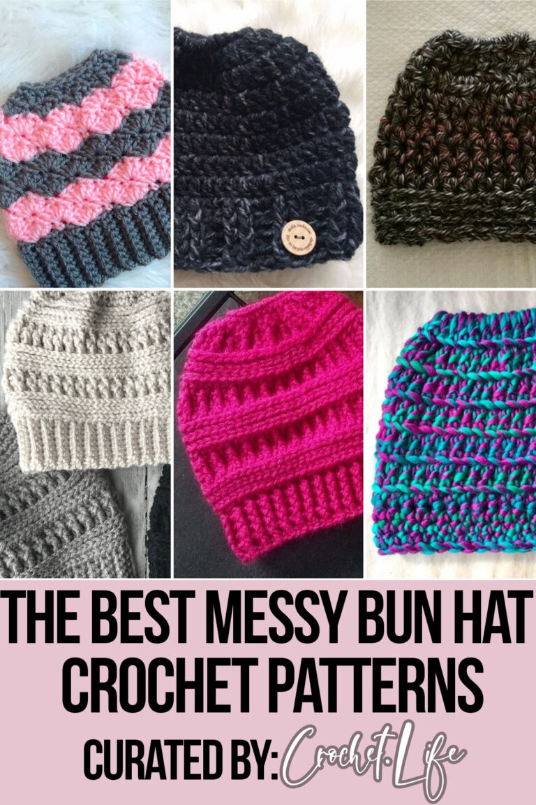 26 of The Best Beautiful Messy Bun Hat Crochet Patterns - Crochet Life